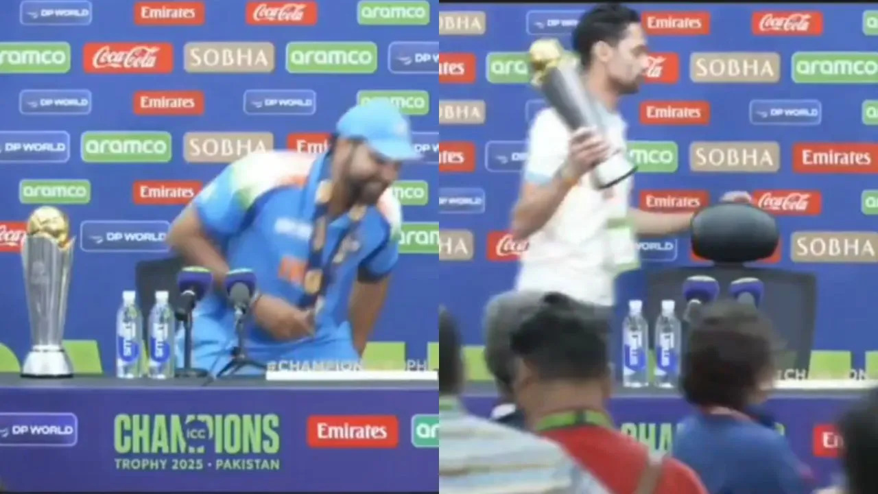 Watch- Rohit Sharma Hilariously Forgets Champions Trophy In Press ... Watch- Rohit Sharma Hilariously Forgets Champions Trophy In Press ...